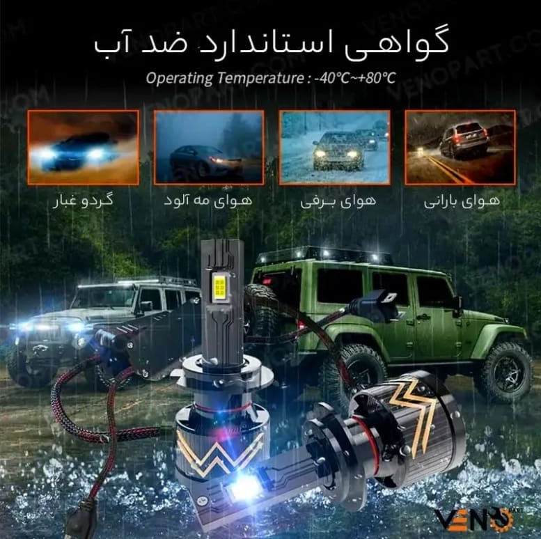 هدلایت v100 conpex اصلی کیلید دار پایه h7 - محافظ سر سیلندر تکنیک